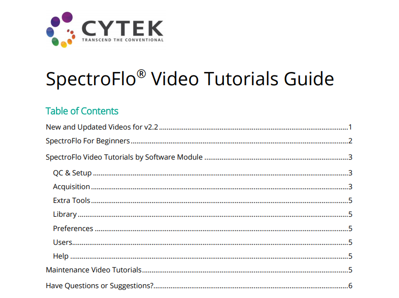 SpectroFlo Video Tutorials Guide | Cytek Biosciences