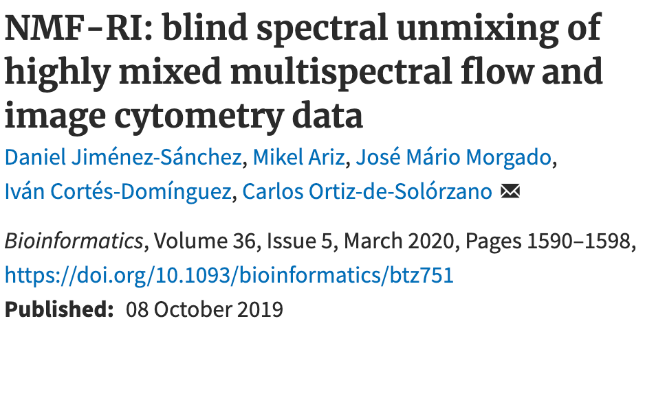 NMF-RI: blind spectral unmixing of highly mixed multispectral flow and ...