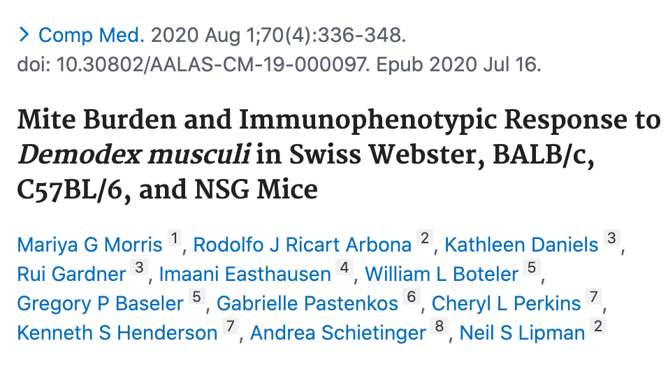 Mite Burden and Immunophenotypic Response to Demodex musculi in Swiss ...