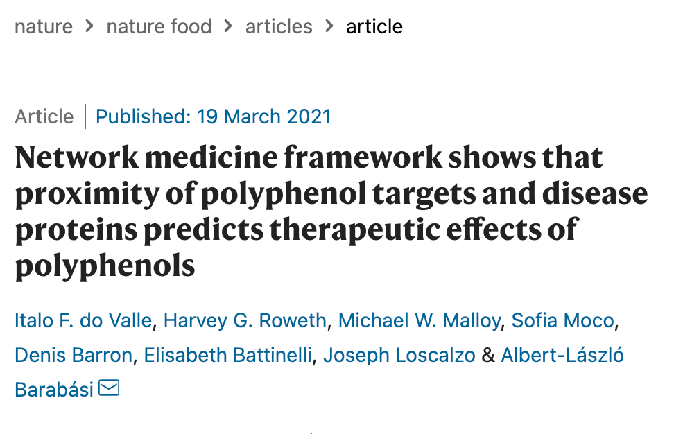 Network medicine framework shows that proximity of polyphenol targets ...