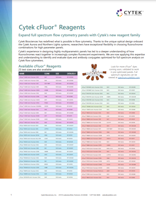 Cytek® cFluor® Reagents® Flyer | Cytek Biosciences